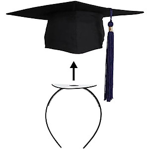 enttgo Grad Cap Headband, Graduation Cap Headband Firm Anti-Fall Hairband for Graduation Cap, Hat Accessories for Graduates, Students, Women - Black