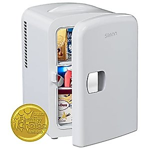 Silonn Mini Fridge, Portable Skin Care Fridge, 4 L/6 Can Cooler and Warmer Small Refrigerator with Eco Friendly for Home, Office, Car and College Dorm Room, Compact Refrigerator White