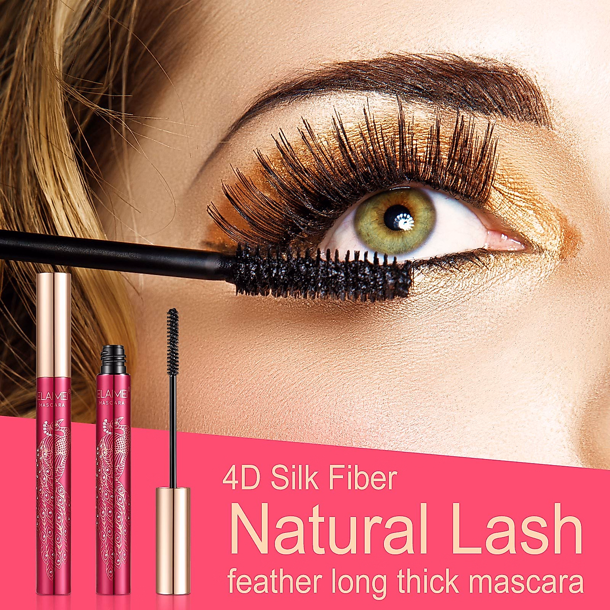 4D Magic Silk Fiber Lash Mascara- Waterproof & Hypoallergenic Easily to Create Amazing Make-up by Thicker,Long Lasting and Curly Eyelashes