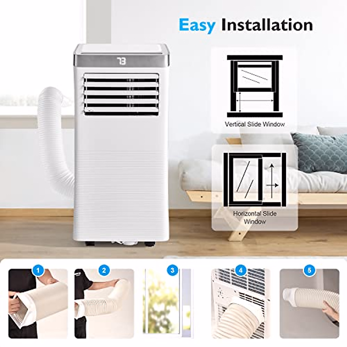 Breezestival 10,000 BTU Portable Air Conditioner, 3-in-1 Multifunctional AC Unit With Dehumidifier Fan and 24H Timer Mobile Air Conditioner Remote Control for 268 sq. ft (Window Venting Kit Included)