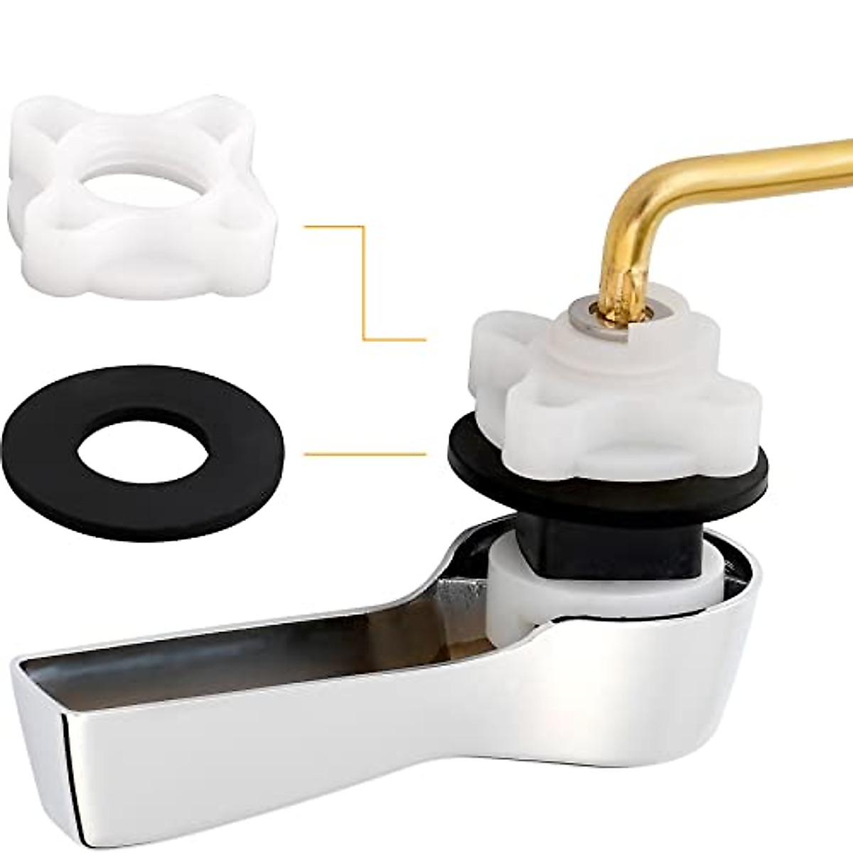 Hibbent Universal Front Mount Toilet Handle Tank Flush Lever Replacement Handle with Stainless Steel Flapper Chains for Most Front Mount Toilets- Chrome Finish Toilet Handle