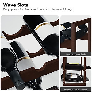 HOOBRO Bamboo Wine Rack, Wine Storage Cabinet Shelf with Detachable Tray, 3 Tiers 12-Bottle Wine Rack Countertop, Wine Bottle Holder Stand for Kitchen, Dining Room, Pantry, Brown BR23JJ01