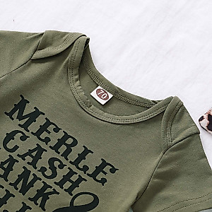 Happy Town Toddler Girls Baby Girls Leopard Sets Long Sleeves Romper +Flare Pants Infant Winter Fall Outfit (short sleeve sets, 3-6 Months)