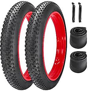 2 Pack 20" 26" Fat Tires 20/26 x 4.0 inch Fat Bike Tire Bike Tubes and Tire Levers for Folding Tires Electric Snow Beach Bicycle Tire Bicycle (26 X 4.0 2 Tires 2 Tubes)