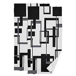 SHUSTARY 2 Pack Black and White Hand Towels for Bathroom,Soft Absorbent Quick-Dry Grey Geometric Abstract Kitchen Dish Towels Decorative Mid Century Bathroom Hand Towel for Face,Gym,Spa 14"x28"