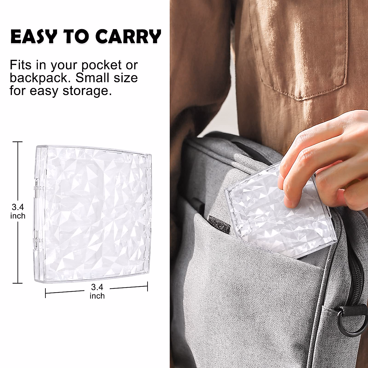 DLseego Clear Crystal Game Card Case For Regular Switch / Lite / OLED, 11 Slots Game Cards Holder 2 SD Card Slots, Sparkle Portable Game Card Storage Cartridge Box with 2PCS Diamond Thumb Grips