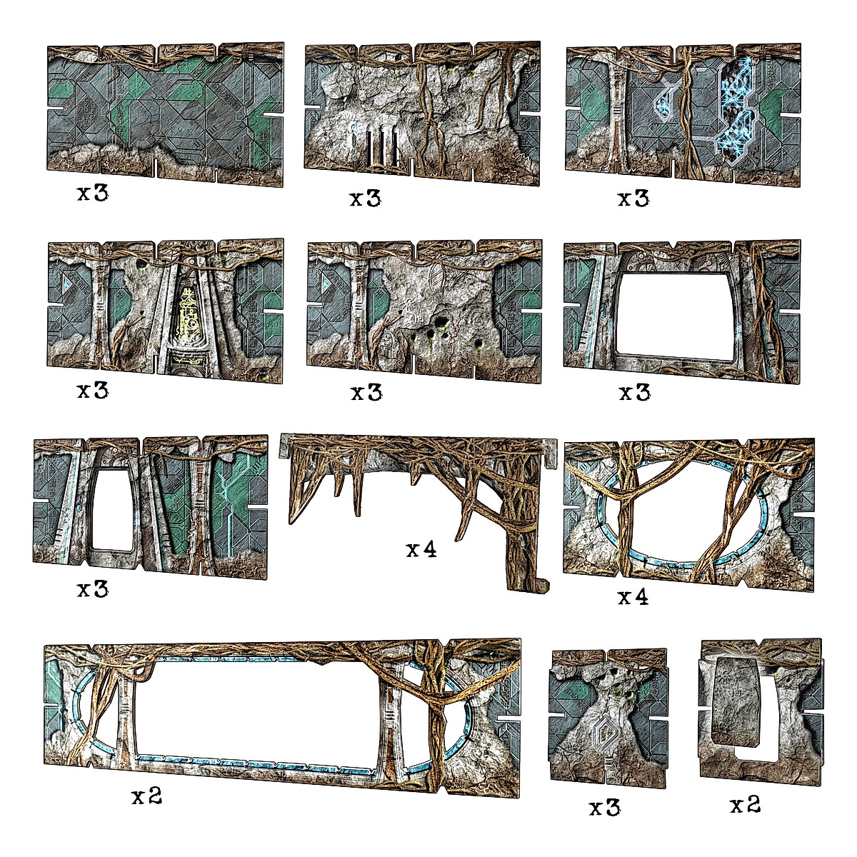 Battle Systems - Modular Tabletop 3D Gaming Sci-Fi Terrain - Perfect for 28mm-35mm Miniatures and Figures - No Painting Required - Science Fiction Aliens 40K Wargame - (Alien Catacombs)