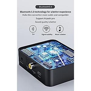Bysimilai Bluetooth 5.0 Transmitter for TV/PC to Wireless Headphone, Digital Optical Bluetooth Audio Adapter aptX Low Latency, HD Sound (Optical, 3.5mm AUX, Coaxial, TF Card) -Type C Power Supply