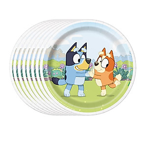 Unique Bluey Birthday Party Supplies Bundle Pack includes Dessert Cake Paper Plates - 16 Count