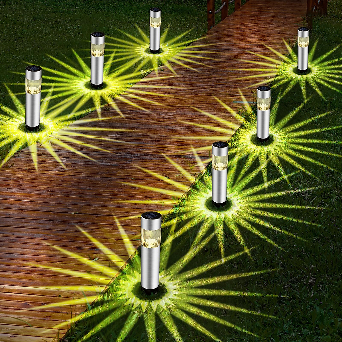 pearlstar Solar Outdoor Lights,10 Pack Waterproof Stainless Steel Solar Stake Lights,Solar Light Outside for Pathway,Path, Walkway, Driveway, Yard, Patio, Garden Decor（Warm White）