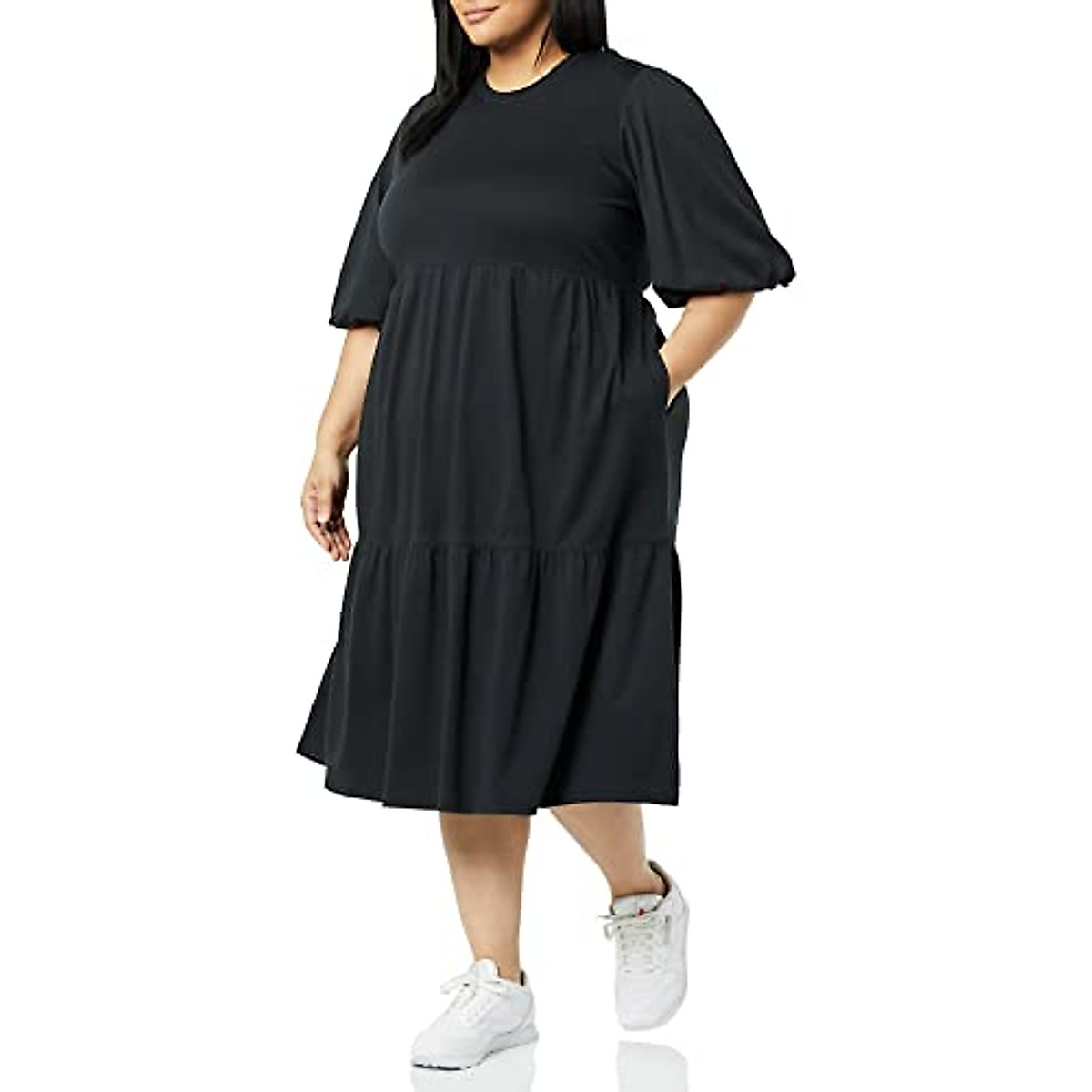 Amazon Aware Women's Organic Cotton Fit and Flare Dress (Available in Plus Size) (Previously Amazon Aware), Black, Large