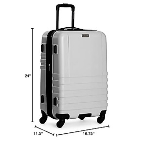 Ben Sherman Hereford Spinner Travel Upright Luggage, White, 24-Inch Checked