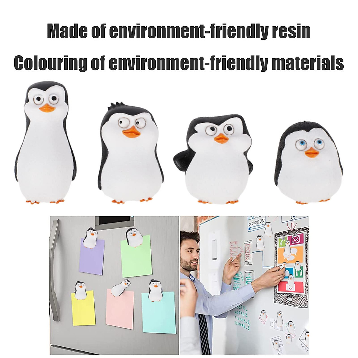 ngaty Penguin Refrigerator Magnets - Animal Decor Resin Magnet,4PCS,3D Penguin Magnet for Kitchen Fridge & Locker,Home Decor & Office Decorative.