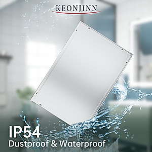Keonjinn LED Mirror for Bathroom, 36 x 24 Inch, Wall Mounted, Dimmable, Anti-Fog, IP54 Waterproof, 3 Year Warranty
