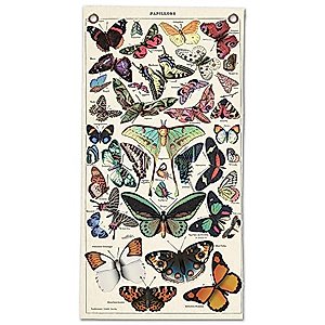 Papillons Butterflies - Canvas Wall Scroll Art Poster - Large Vintage Minimalist Hanging 16" x 32" Wall Decor Print - Perfect for Bedrooms, Bathroom, Living Rooms Or Kitchens Under $20