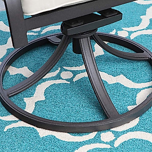 PHI VILLA Outdoor Swivel Rocker Patio Dining Chairs Set of 2 Cast Aluminum Extra Wide Furniture Chair with Cushion