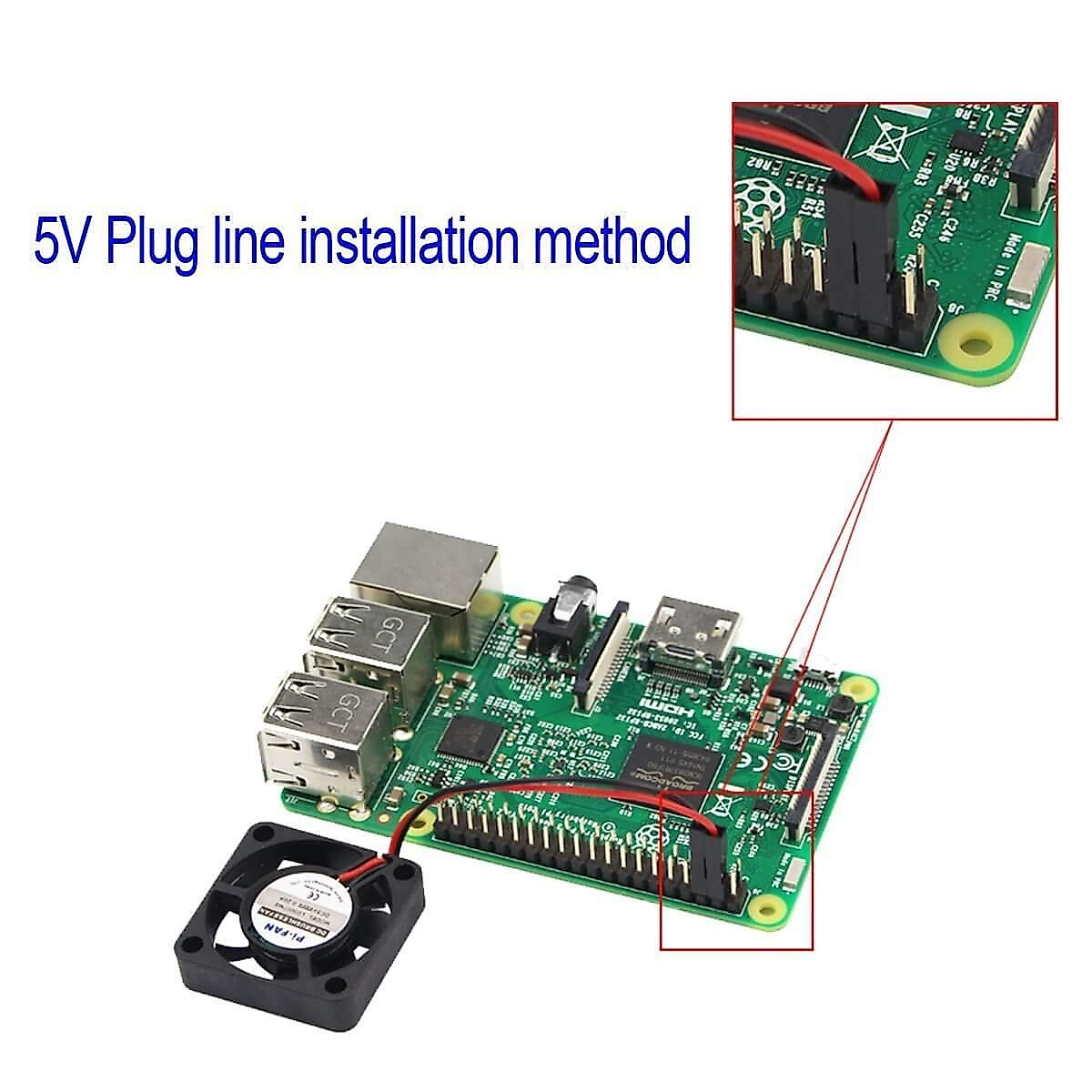 MakerFocus 2pcs Raspberry Pi 4B Fan DC Brushless Cooling Fan 3.3V 5V Heatsink Cooler Radiator Connector Separating One-to-Two Interface for Raspberry Pi 4/ Pi 3/3B+ and Pi Zero/Zero W or Other Project