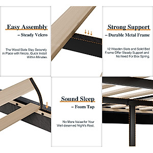 SUNLEI Bed Frame with Wingback Storage Headboard, Queen Size Bed Frame with Charging Station and Velvet Fabric, Strong Wood Slats, Easy Assembly, No Box Spring Needed, Light Grey