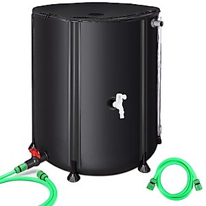 Rain Barrel Water Collection System 53 Gallon - Collapsible Portable Water Storage Tank,Rainwater Collect System Downspout, Water Catcher Container with Filter Two Spigots and Overflow Kit