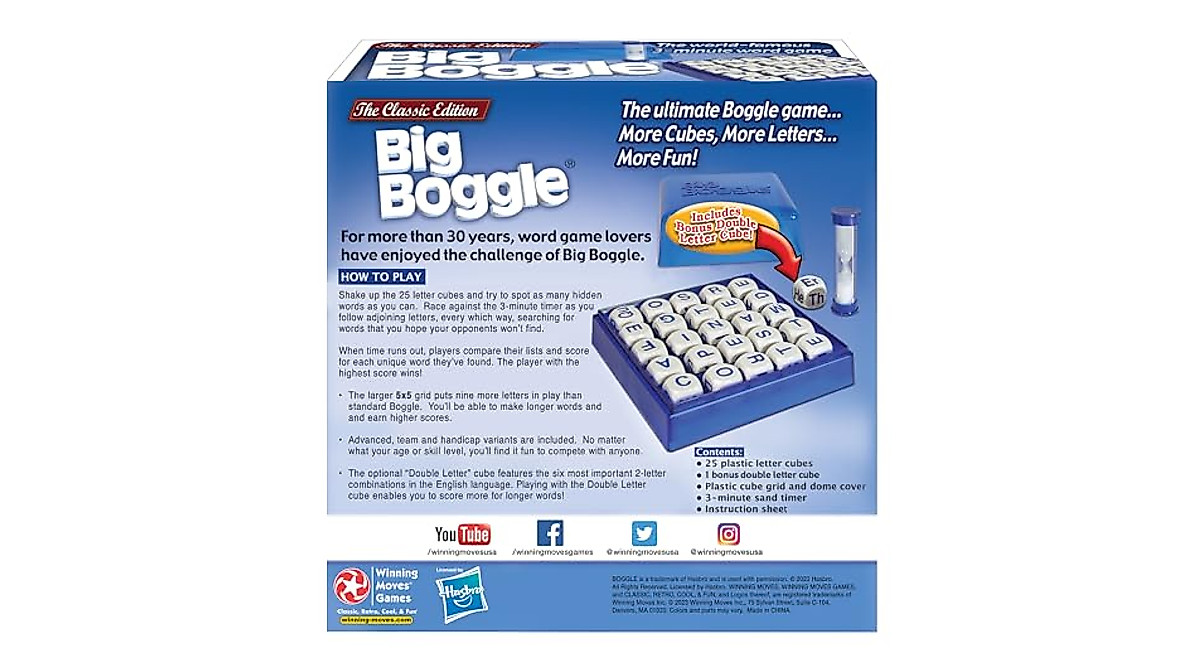 Big Boggle 5x5 Word Game by Winning Moves - Fun & Challenging