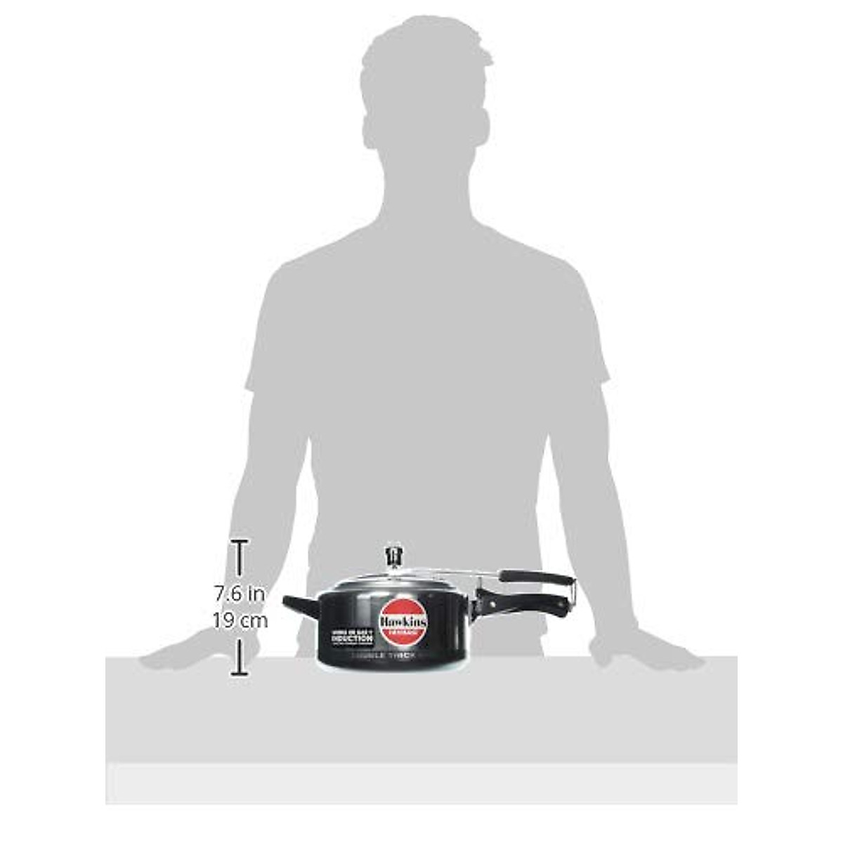 Hawkins Hevibase IH35 Pressure Cooker, 3.5 Liters, Silver