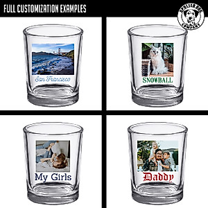2pk Personalized Printed Photo 2.5oz Shot Glasses, Gifts for Dads and Moms, custom image or pictures – anniversaries, party favors, bachelor or bachelorette party, 21st birthday shot glass