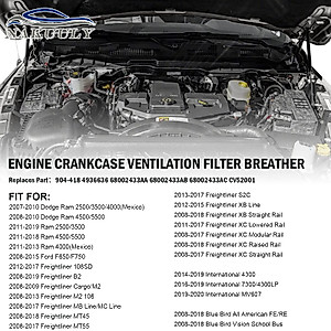 Nakuuly CV52001 Crankcase Ventilation Filter Breather Element Compatible with Dodge Ram 2500 3500 4500 5500 6.7L ISB Diesel 2008-2021, Ford F650/ 750 Replaces # 904-418 68002433AC 4936636
