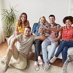 8 Pairs Disposable House Slipper for Guests Open Toe Breathable Slippers Spa Slippers Comfortable Indoor Home Slippers (Red, Beige, Navy, Coffee, Pinstripe)