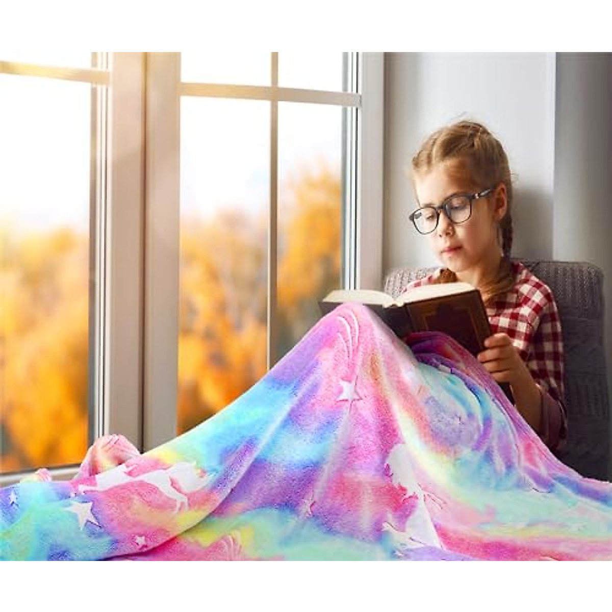 Unicorn Blanket Glow in The Dark Unicorn Throw Blanket Gifts for Girls 4-6 6-8 8-12 Super Soft Glow in The Dark Unicorn Baby Blanket Gifts for Girls Birthday 50''x60''