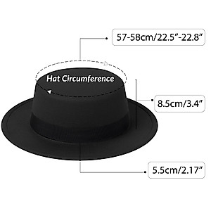 Classic Fedora Hat Two Tone Flat Top Hat with Band Wide Brim Pork Pie Hat Adjustable Patchwork Colors Panama Hat