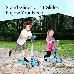 Kids Scooter 3 Wheels Scooter for Kids with Removable Seat 2-in-1 Sit/Stand Kick Scooter for Boys Girls Kids Age 3+