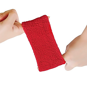 Sweatbands (Headband/Wristband Set) for Working Out,80's costume party (Red, OneSize)