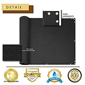 COARBOR Privacy Fence Screen Mesh for Balcony Porch Verandah Deck Terrace Patio Backyard Railing 160GSM Up to 90% Blockage 3'x221' Black