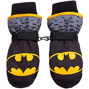 WARNER BROS Boys' Batman Ski Gloves - Superhero Logo Winter Ski Gloves or Mittens, Size 2T-4T, Batman Mitten