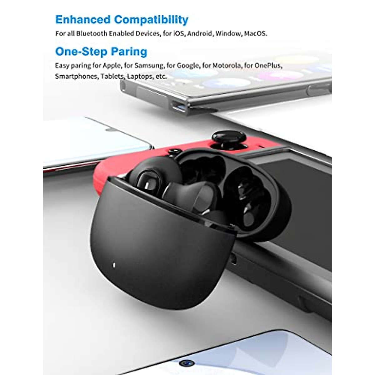 TITACUTE Wireless Earbuds NFC Noise Canceling Bluetooth Headphone for iPhone 13 14 Pro Max 12 11 XR Samsung A53 S22 S21 S20 Galaxy Z Flip 4 3 A13 Google Pixel 6 5 Android in-Ear Earphone USB C Headset
