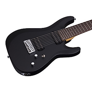Schecter C-8 DELUXE Satin Black 8-String Solid-Body Electric Guitar, Satin Black