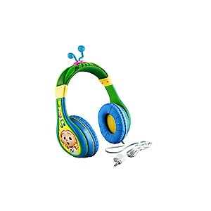 eKids Cocomelon Headphones for Kids, Wired Headphones for School, Home or Travel, Tangle Free Toddler Headphones with Volume Control, 3.5mm Jack, Includes Headphone Splitter