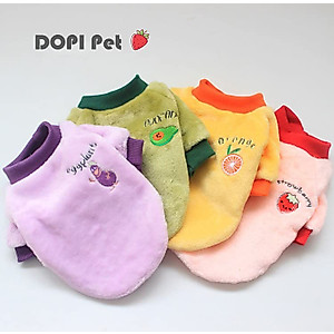 Puppy Dog Clothes Winter Plus Flannel Velvet Pet Cat Cute Fruit Fleece Teddy Bichon Pomeranian Small Dog to Keep Warm 4 Pieces (Medium)
