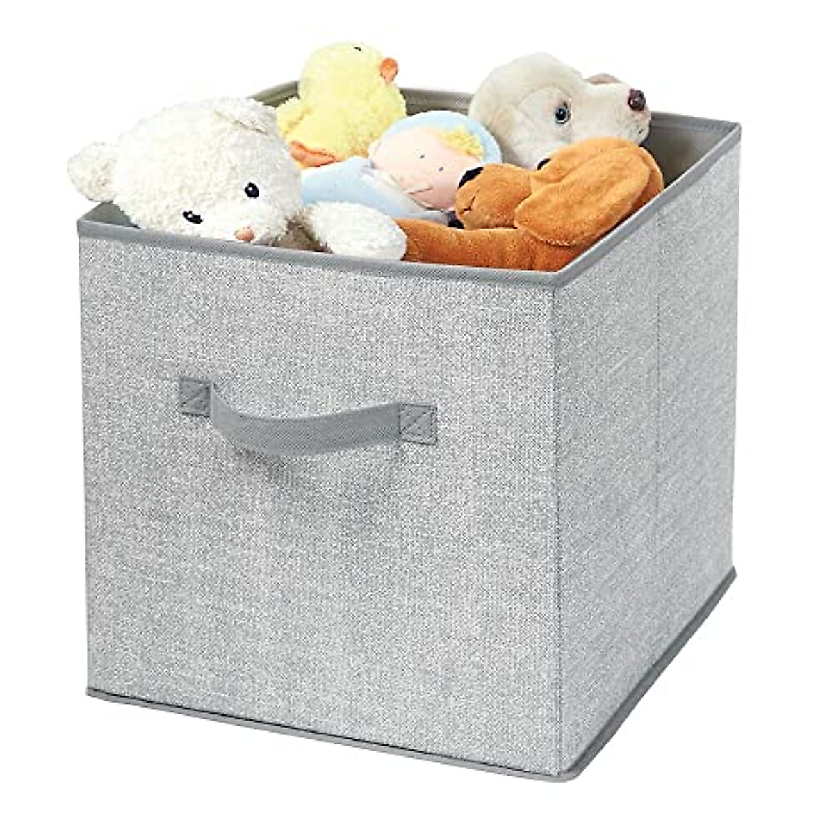 mDesign Soft Fabric Nursery/Playroom Closet Storage Organizer Bin Box with Front Handle for Cube Furniture Shelving Units - Holds Toys, Clothes, Diapers, Bibs - Lido Collection - 4 Pack - Gray