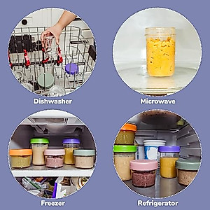 WeeSprout Glass Baby Food Storage Jars - 12 Set, 4 oz Baby Food Jars with Lids, Freezer Storage, Reusable Small Glass Baby Food Containers, Microwave & Dishwasher Friendly, for Infants & Babies