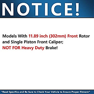 Detroit Axle - Front Brake Kit for Town & Country Dodge Grand Caravan Journey VW Routan Ram C/V Replacement Disc Brakes Rotors Ceramic Brake Pads: 11.89" inch Rotor