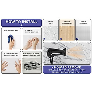 Veluckin Shower Caddy 6 Pack,Toilet Paper Holder,Soap Holder,Toothbrush Holder,No Drilling,13 in Large Capacity,Adhesive Shower Organizer for Bathroom Storage&Kitchen(Black)