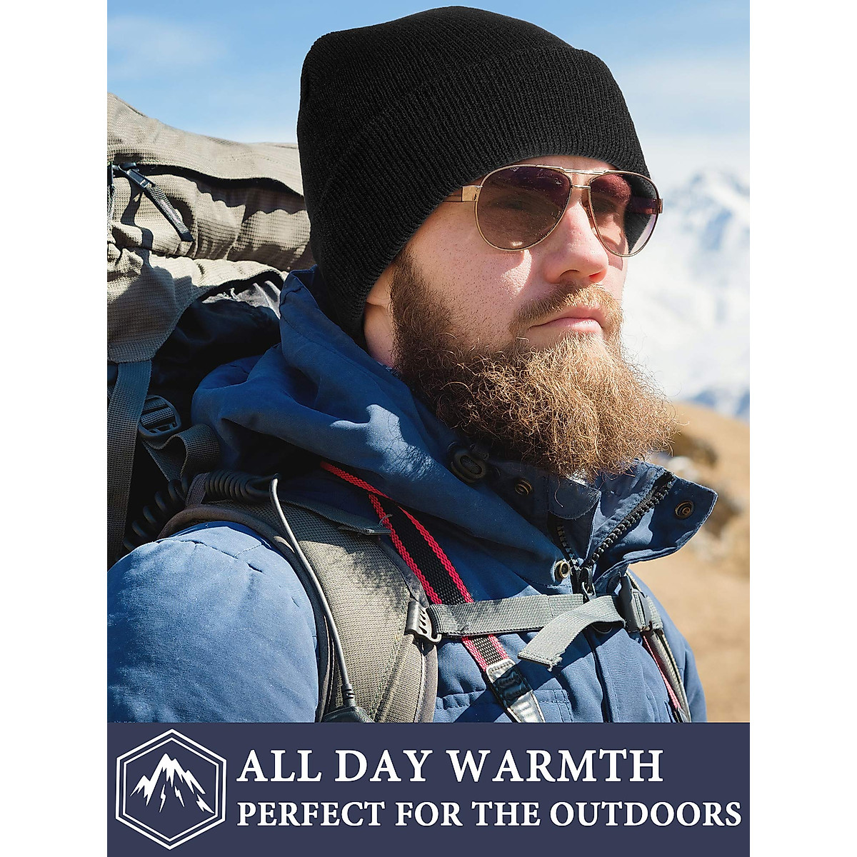 Geyoga 6 Pieces Warm Knitted Cuffed Beanie Hats Winter Cuff Skull Cap Men Women(Classic Colors)