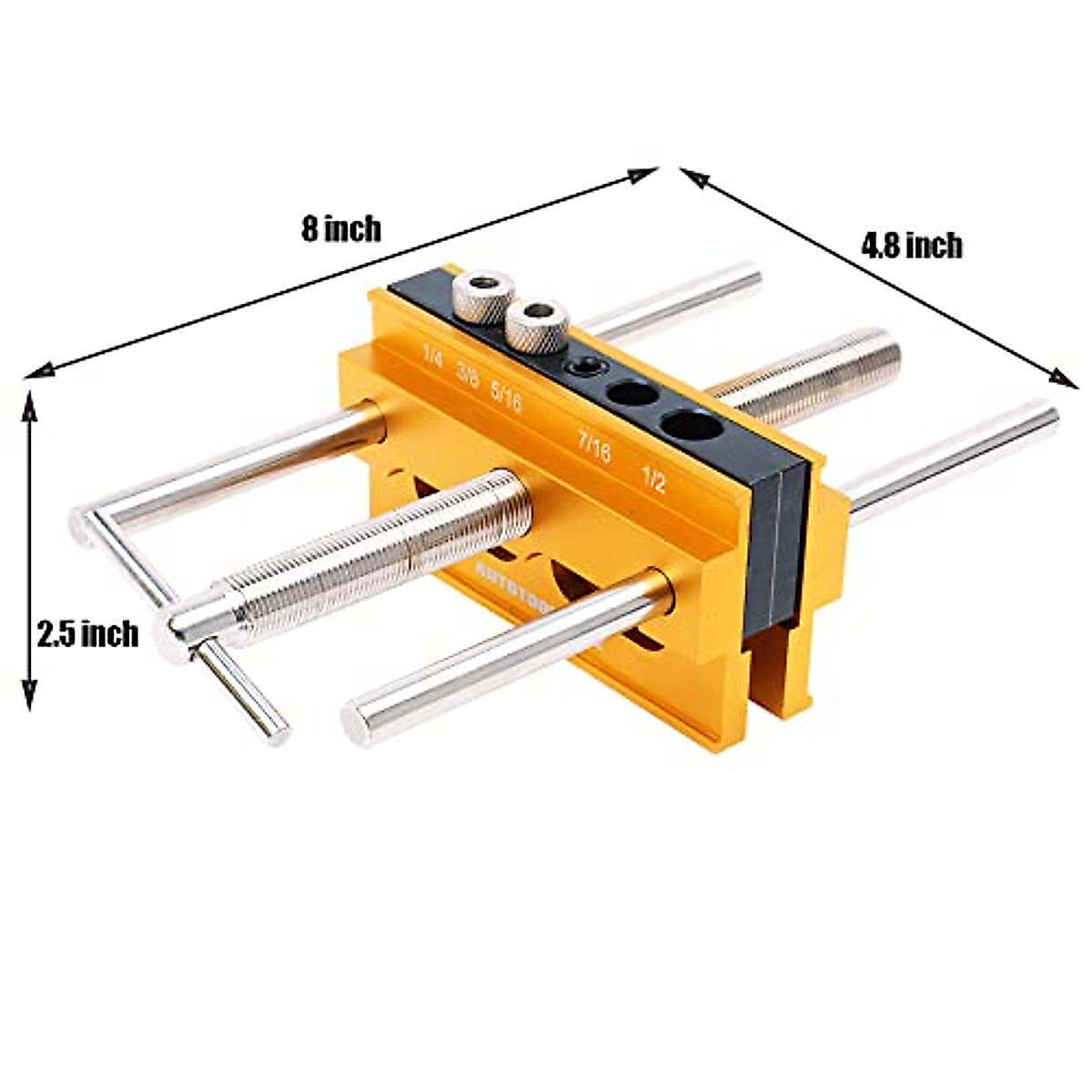 AUTOTOOLHOME Self Centering Doweling Jig Plus 6 inch Widen Wood Dowel Jig Kit Drill Jig for Straight Holes 6 Drill Guide Bushings Set Woodworking Joints Tools