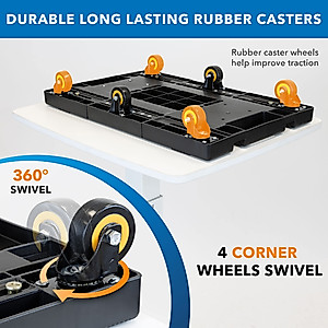 Mount-It! Folding Hand Truck Dolly Cart | Lightweight Foldable Cart with Wheels Heavy Duty with Elastic Cord for Luggage, Travel Moving, Office and Light Industrial Use