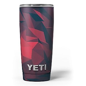 Design Skinz Dark Red Geometric V16 - Skin Decal Vinyl Wrap Kit Compatible with The Yeti Rambler Cooler Tumbler Cups