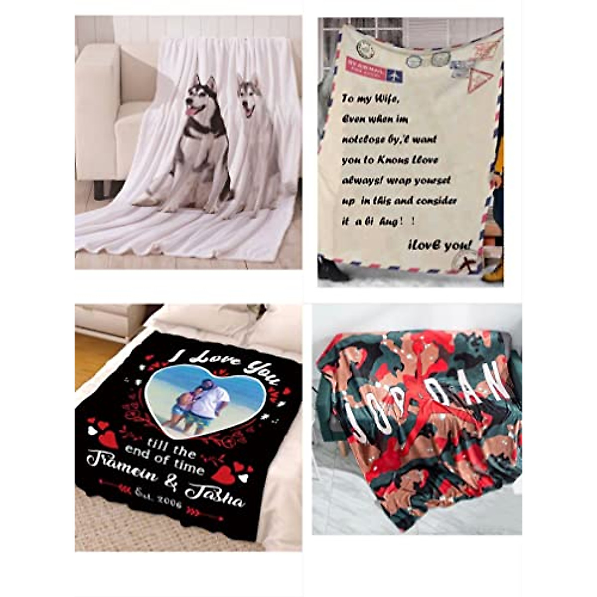 Customize DIY Picture Personalized Soft Flannel Blanket, Create Your Own Photo Text Blankets for Birthday Gifts Family Wedding Anniversary Couples Friends Pets Office 32''*48''
