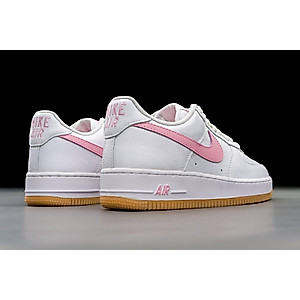 Nike Men's Air Force 1 Low Shoe, White/Pink-gum Yellow-metallic, 9.5