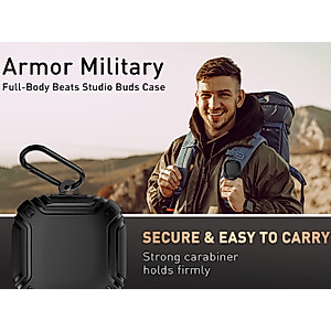 OTOPO Compatible with Beats Fit Pro Case Cover, Full Body Rugged Shockproof Cool Beats Fit Pro Protective Case Cover Men Women with Keychain for New Apple Beats Fit Pro 2021 (Black)