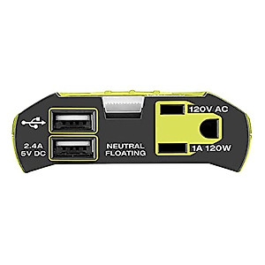 RYOBI 18-Volt 120-Watt 12V Automotive Power Inverter with Dual USB Ports RYi120A (Bulk Packaged)
